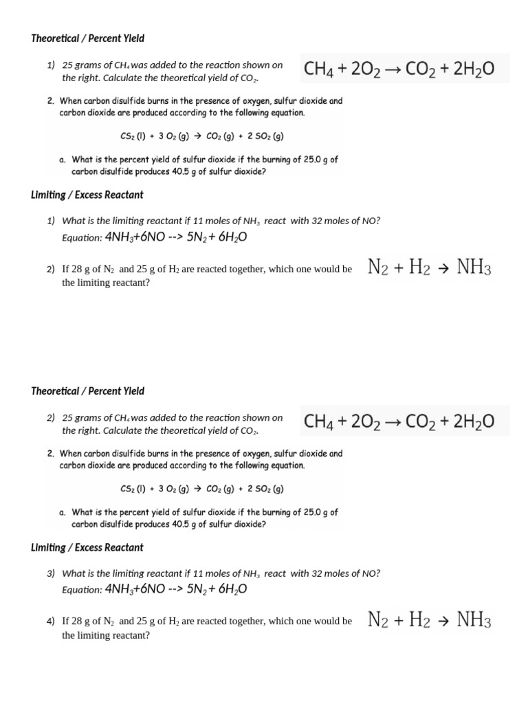 Theoretical Yield and Limiting Reactants | PDF