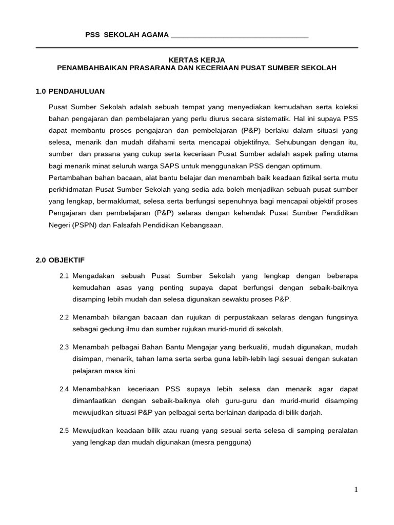 CONTOH KERTAS KERJA PEMBELIAN BAHAN PSS | PDF