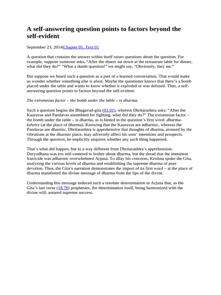 A Self-Answering Question | PDF