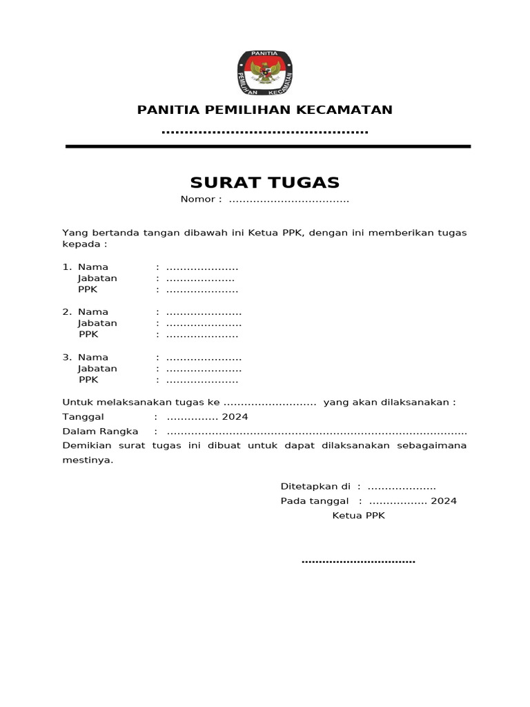 Format Surat Tugas PPK | PDF