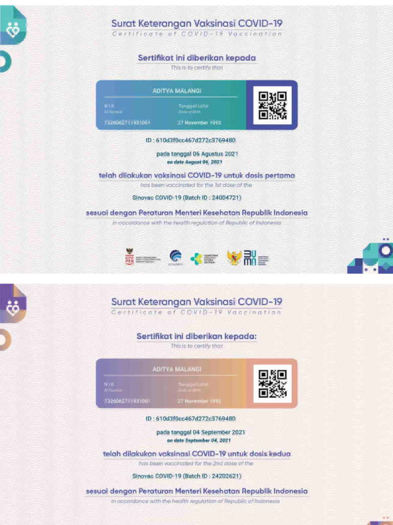 Sertifikat Vaksin | PDF