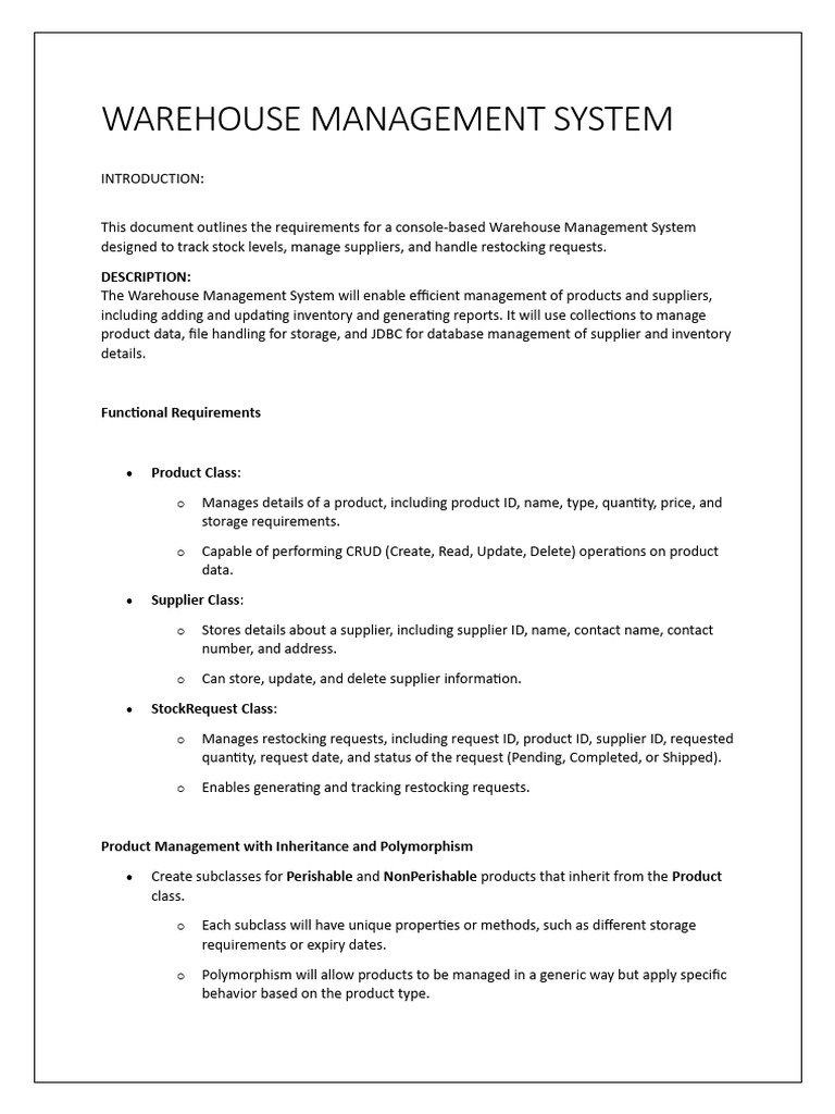 Srs-Warehouse Management System | PDF | Databases | Computer Science