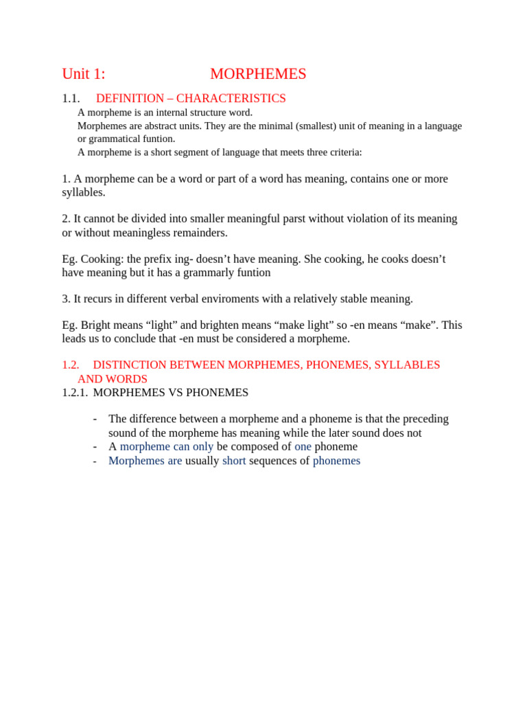 Understanding Morphemes in Language | PDF