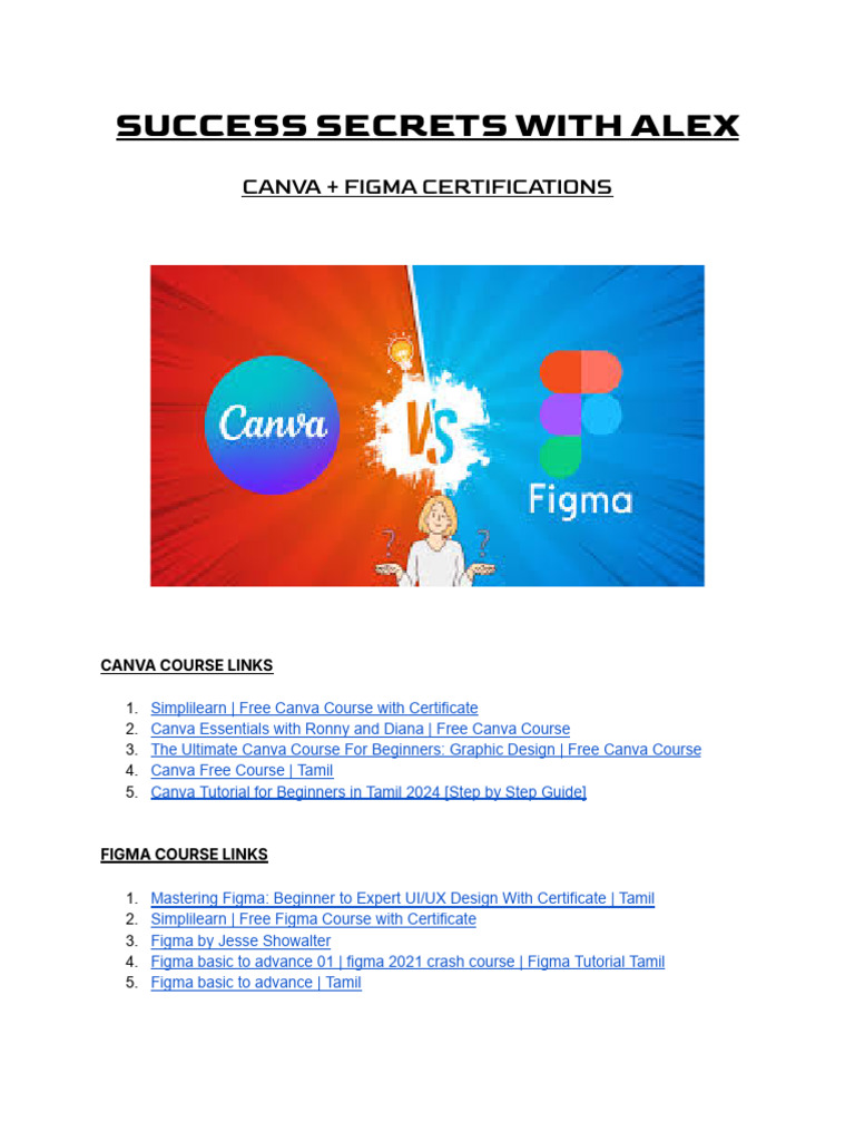 Success Secrets with Alex _ Canva, Figma Certifications | PDF
