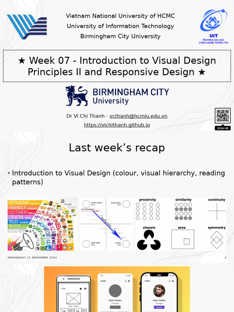 Week 07 - Introduction to Visual Design Principles II and Responsive ...