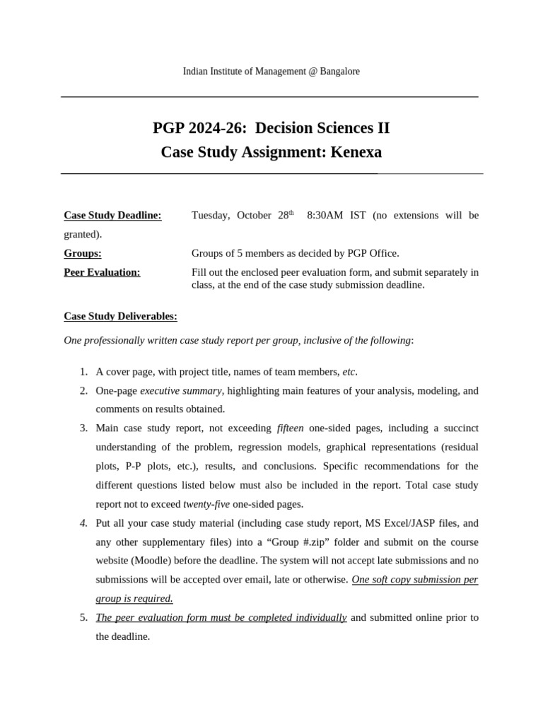 Case Study 1 - Deliverables and Questions ...