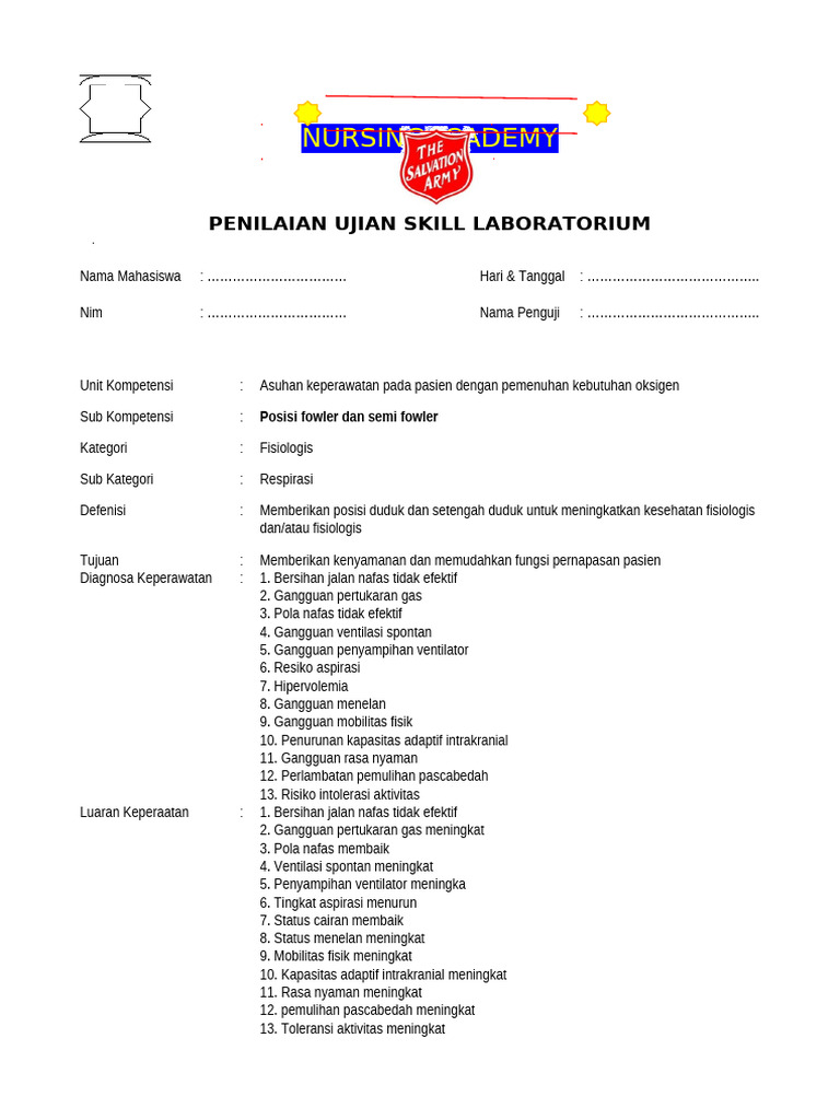 Penilaian Asuhan Keperawatan Oksigen | PDF