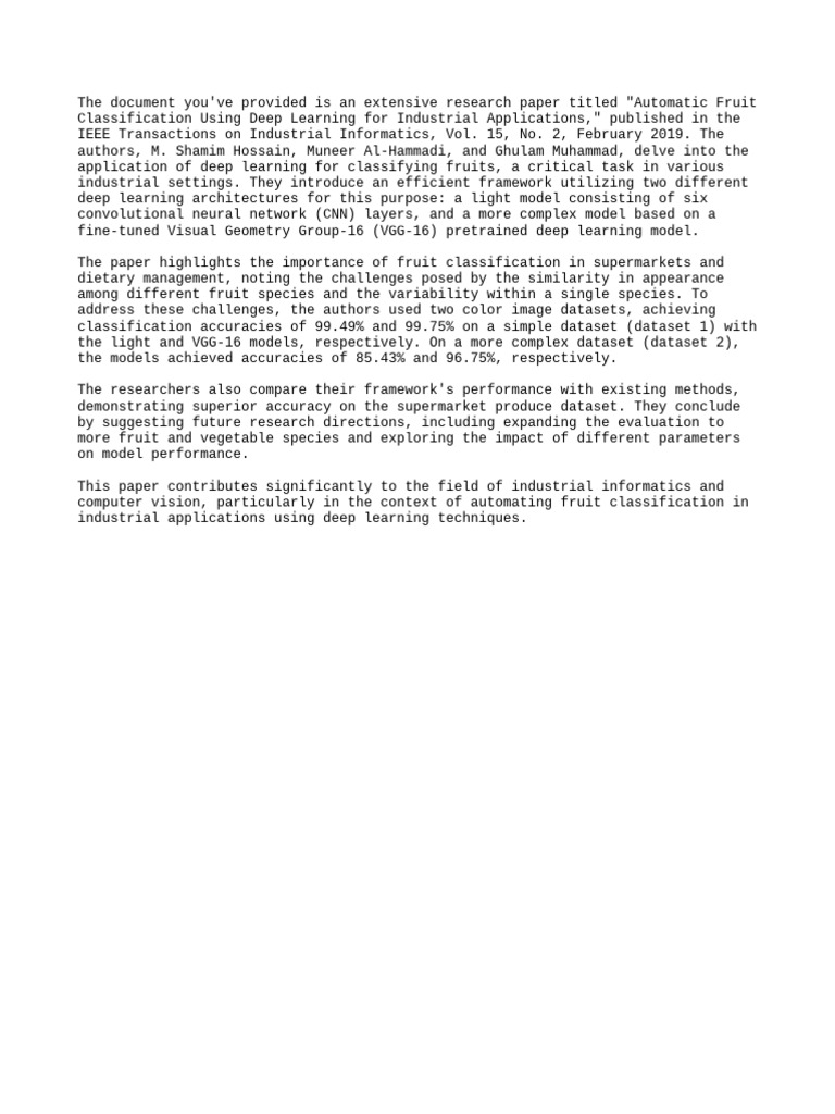 Automatic Fruit Classification Using Deep Learning | PDF