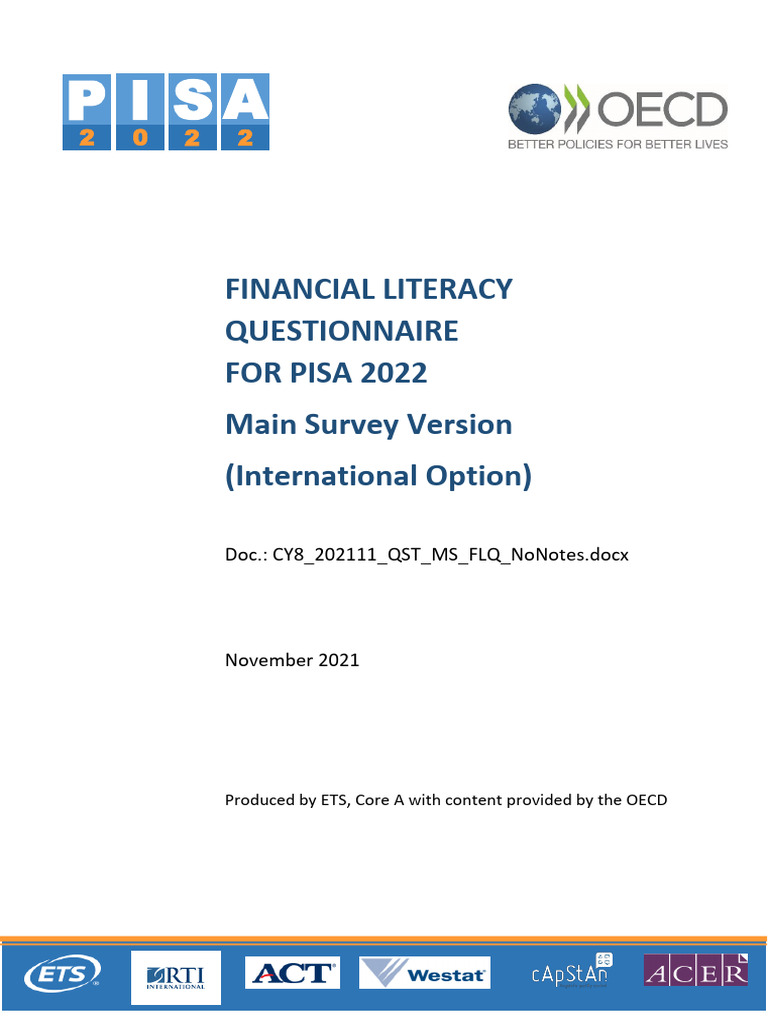 Financial Literacy Questionnaire Pisa 2022 | PDF | Interest | Banks