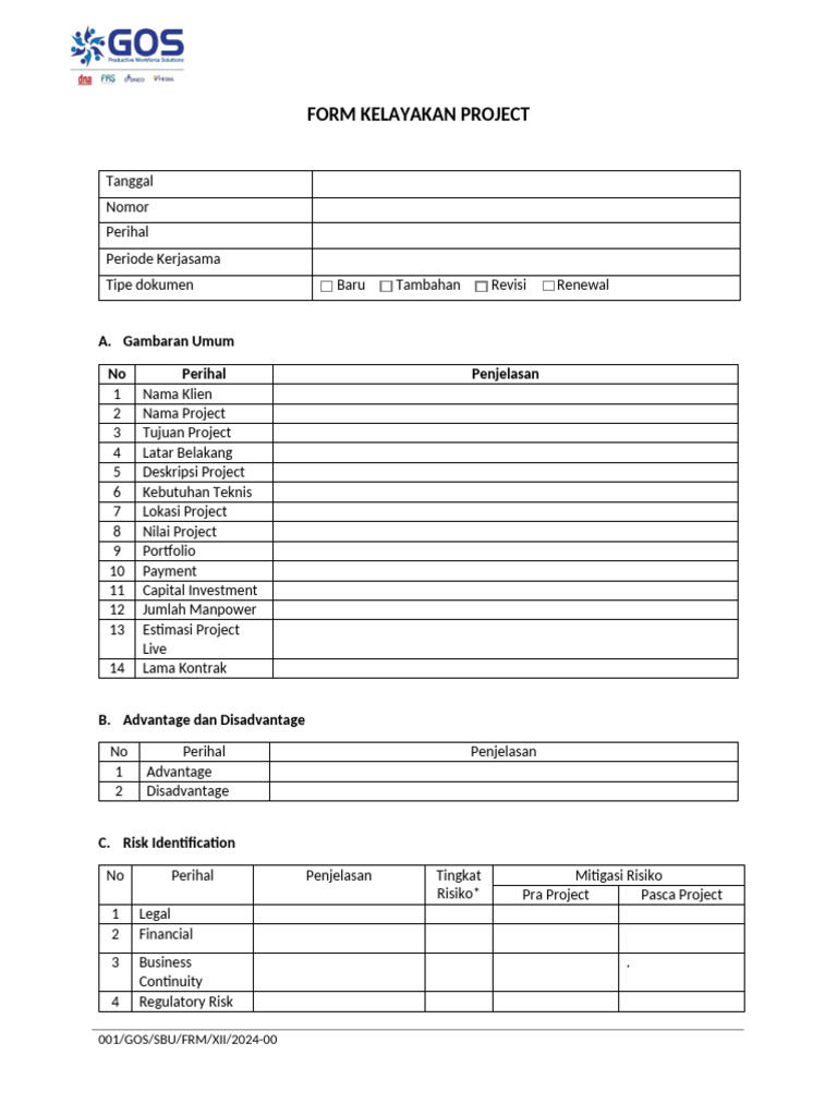 001. SBU - Form Kelayakan Project - 03.12.2024 | PDF