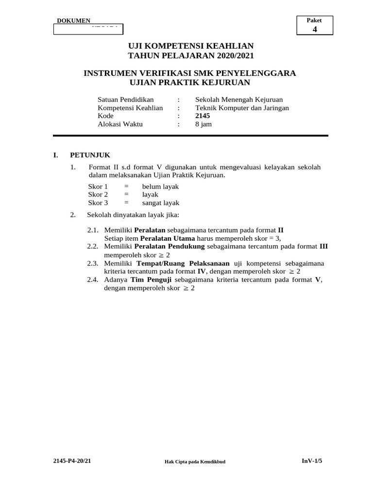Instrukmen Verifikasi Ujikom 2021 | PDF