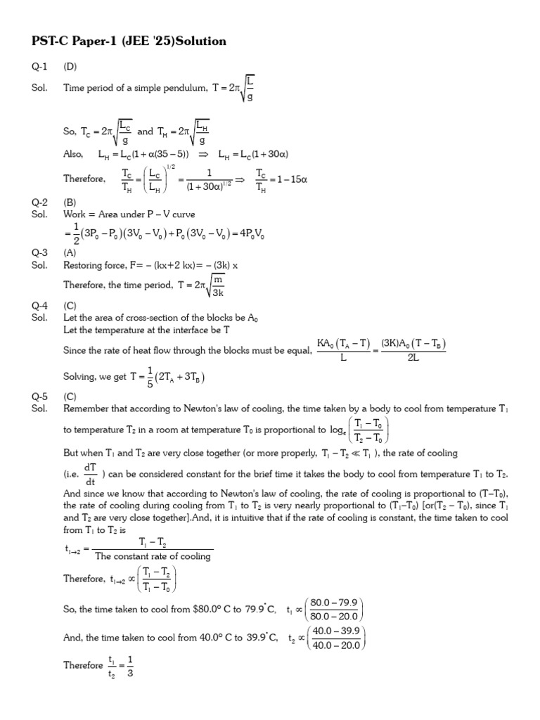 2325 PST C PCM Paper 1 Solutions | PDF | Ellipse | Perpendicular