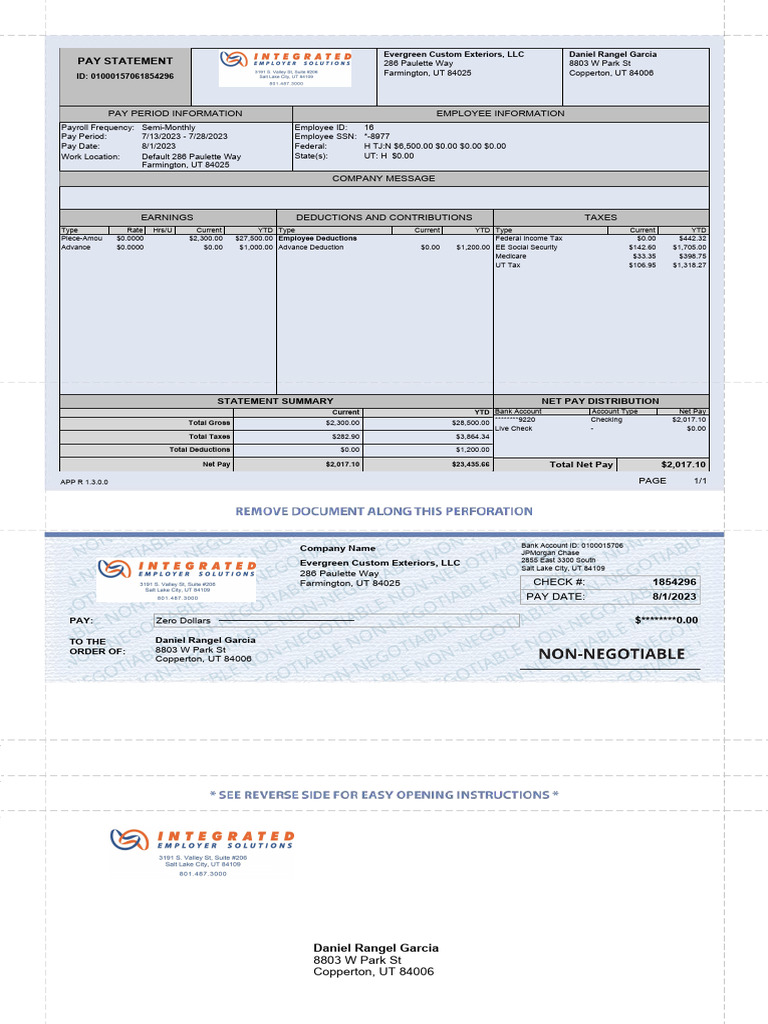 PayStatement 1000157061854296 | PDF | Payroll | Public Finance