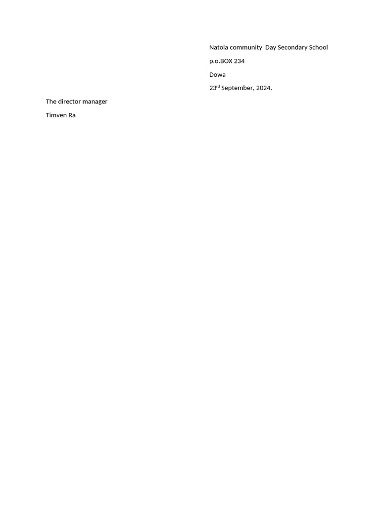 Natola Community Day Secondary School | PDF