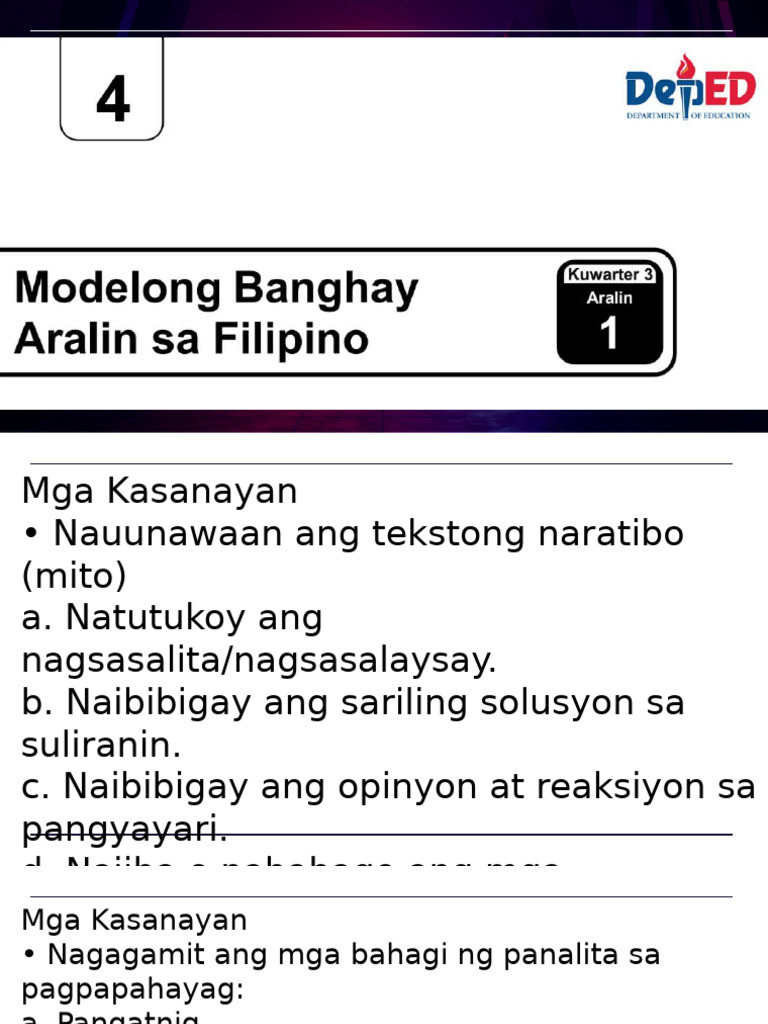 Matatag Filipino 4 Q3 Week 1 Day 1 | PDF