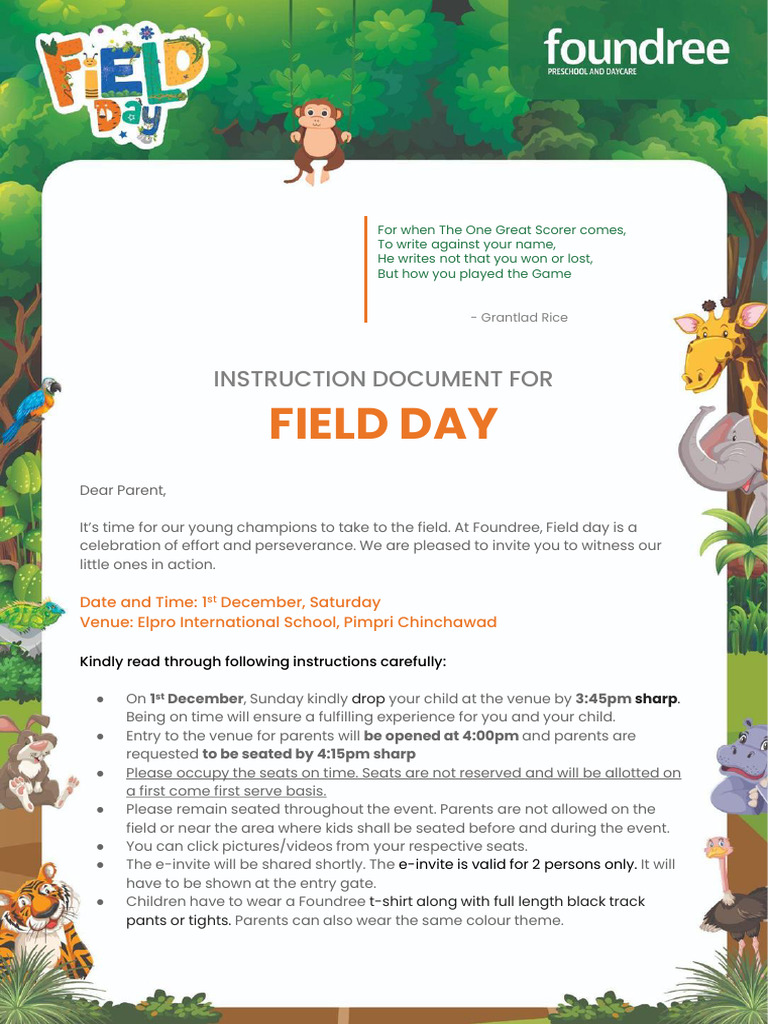 Parent Guide - Field Day 24-25 KV and Baner | PDF
