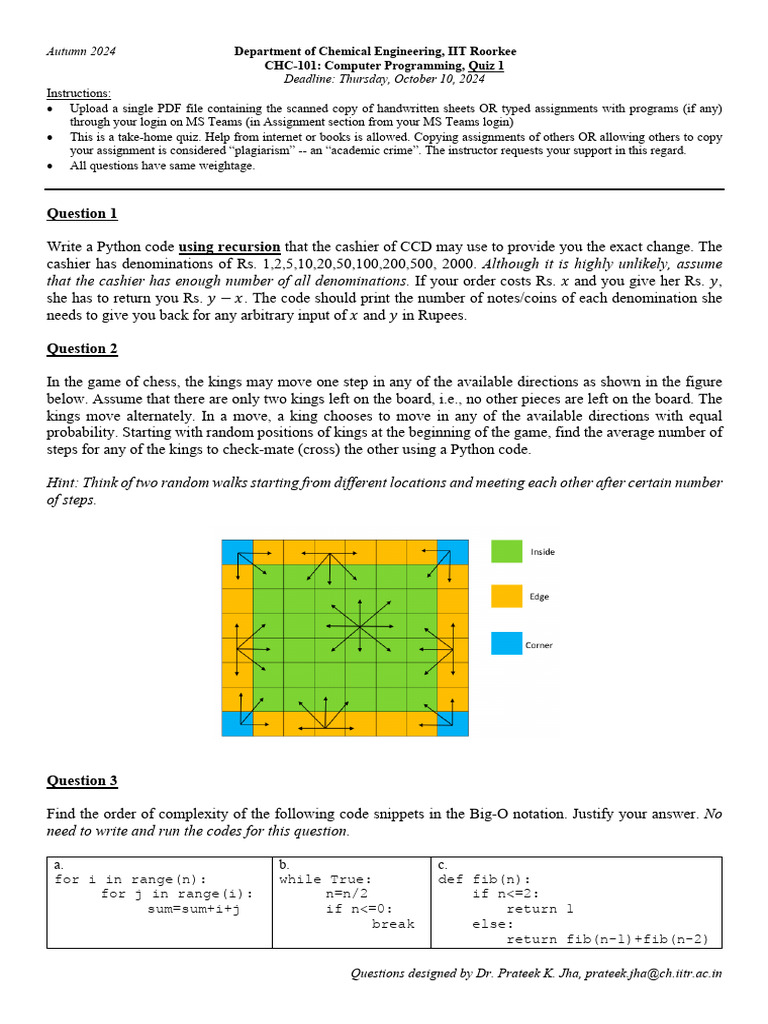 Quiz1 Python IIT ROORKEE | PDF | Computer Programming | Computing