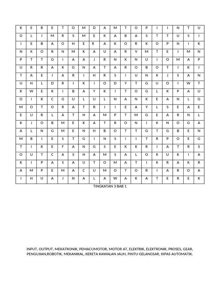 Word Searh RBT f3 Bab 1 | PDF