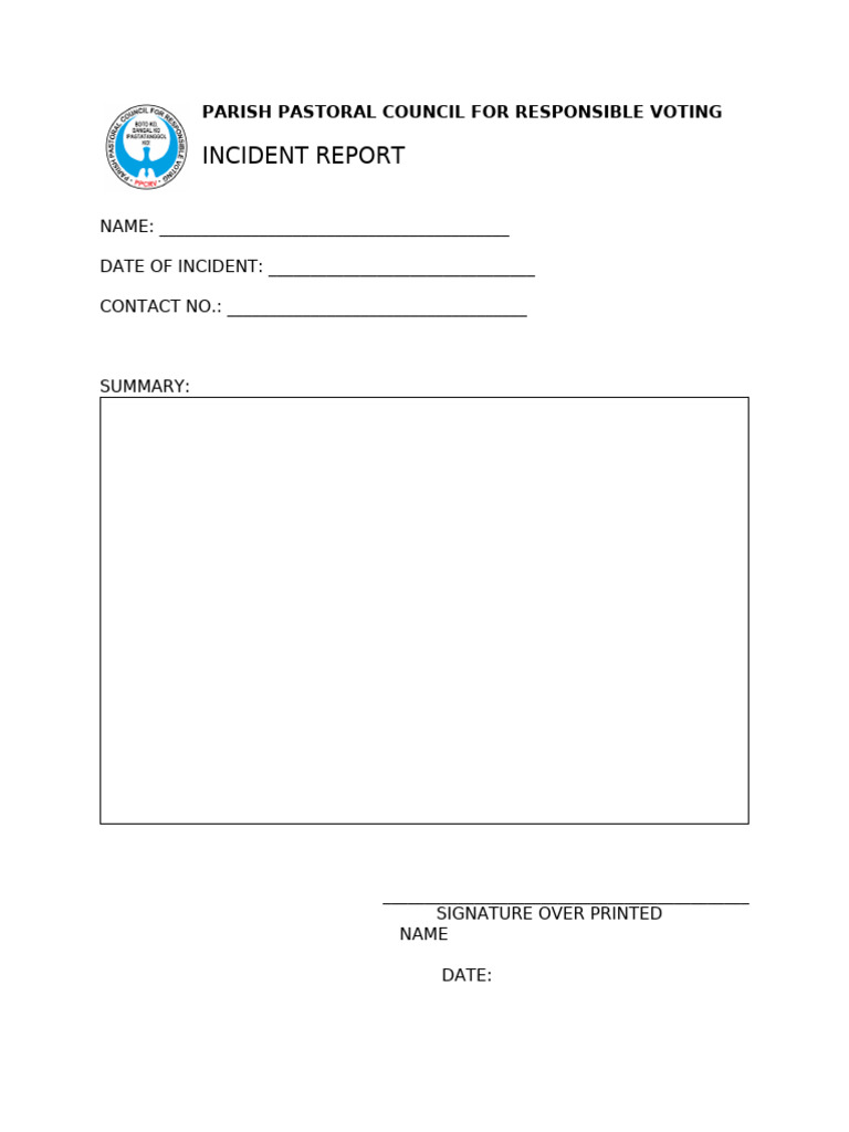 PPCRV Incident Report Form 1 | PDF
