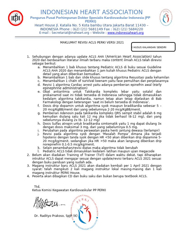 Revisi ACLS PERKI 2021: Pembaruan Penting | PDF