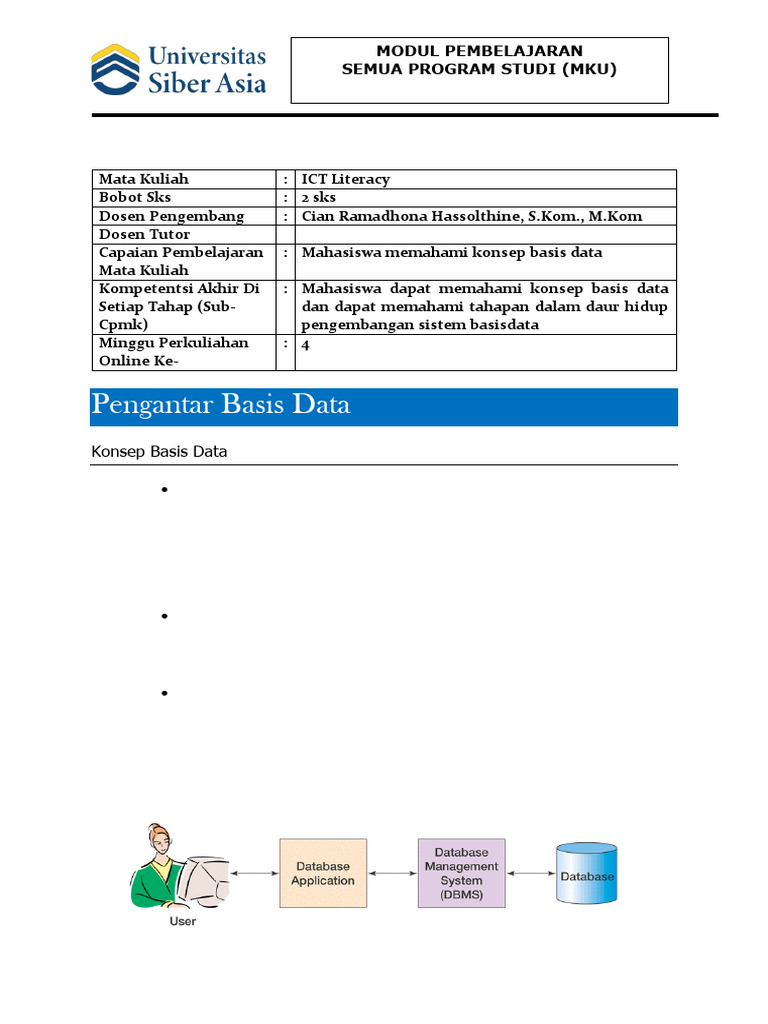 Modul ICT Literacy - 04 - Database Dan ICT Literacy | PDF