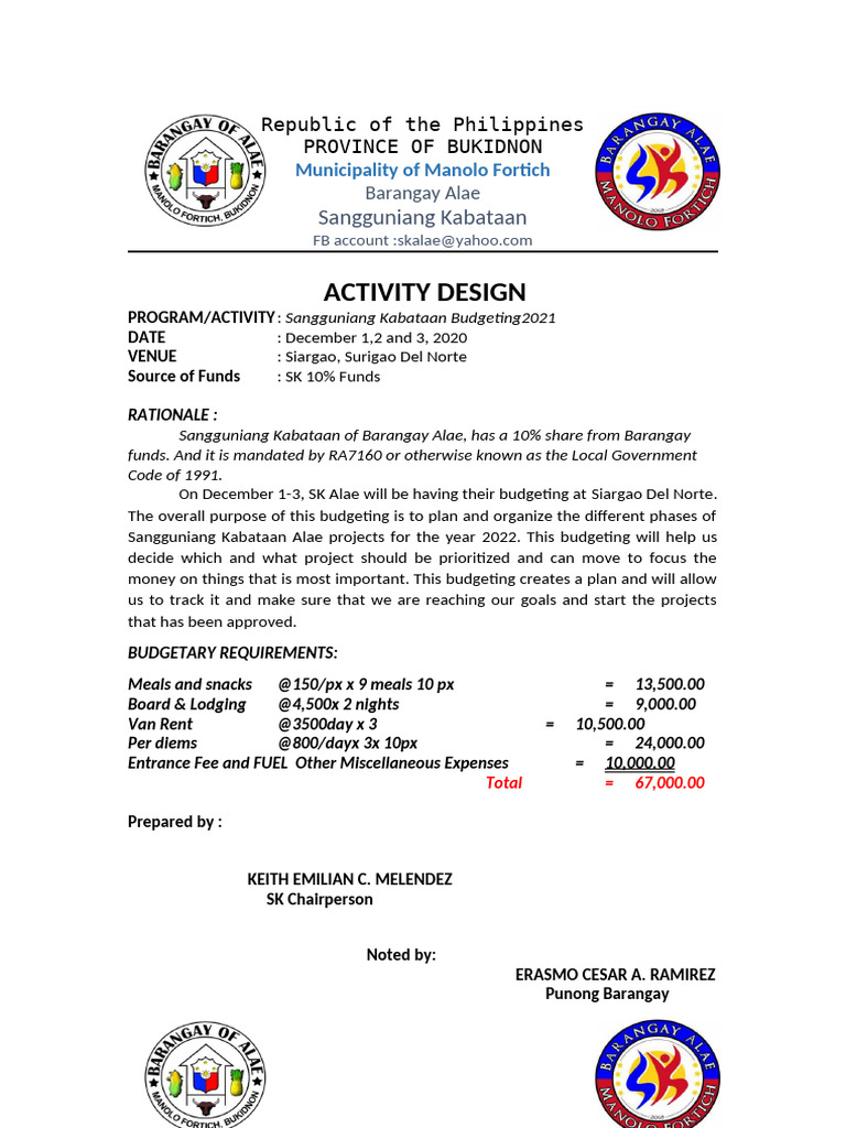 Activity Design 2024 Format | PDF | Youth Organizations | Youth