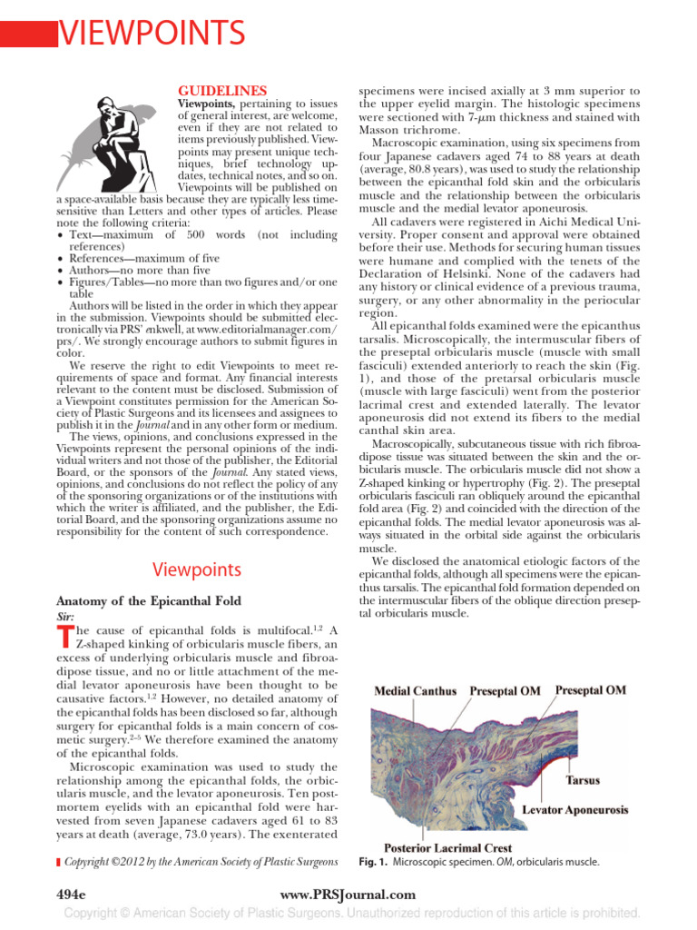 Anatomy of The Epicanthal Fold | PDF | Human Nose