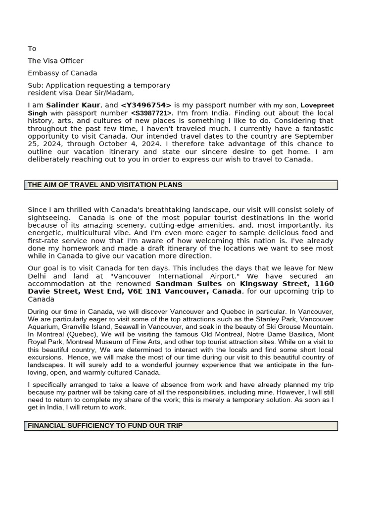 Cover SALINDER KAUR NEWest | PDF | Travel Visa