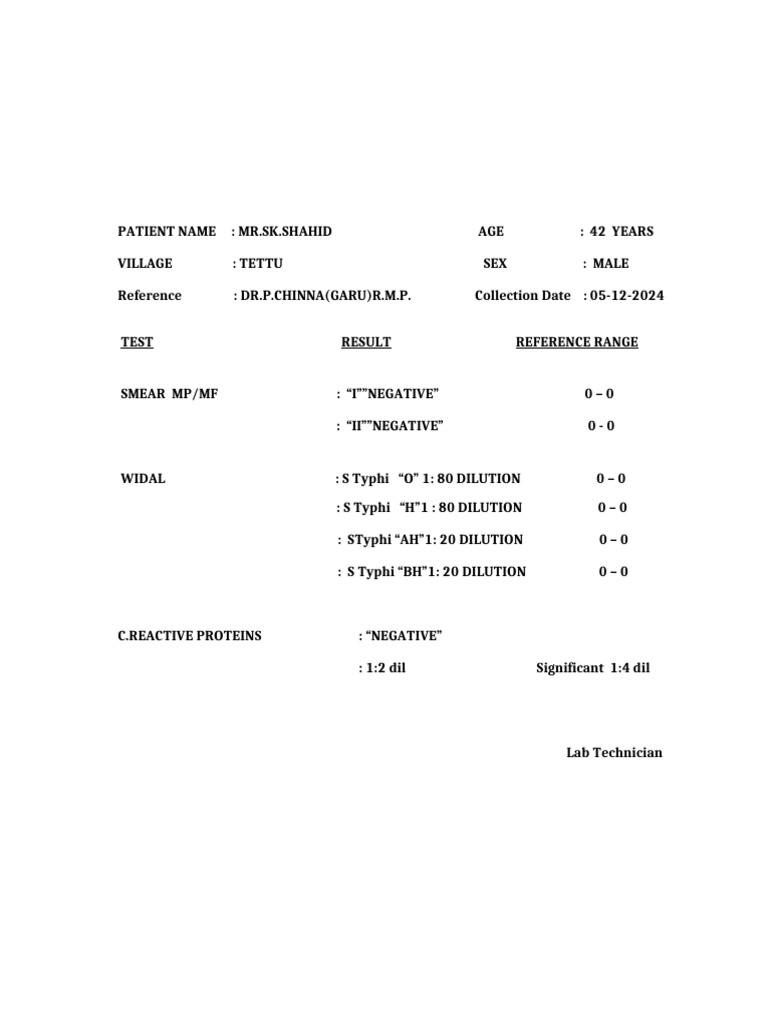Chinna MP Widal | PDF