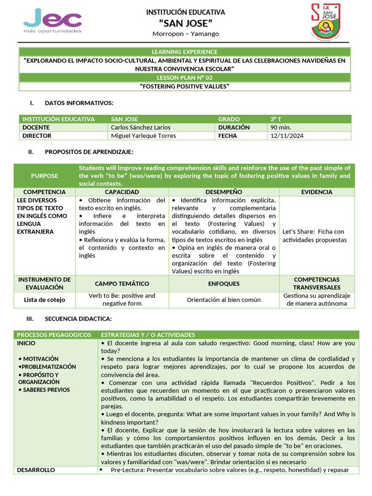 6-2 Sesion de Aprendizaje 3° Grade | PDF | Evaluación | Aprendizaje