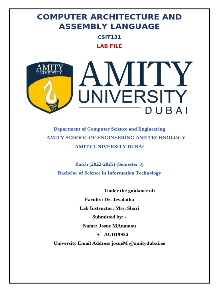 Computer Architecture Lab File Pdf Computing Computer Architecture