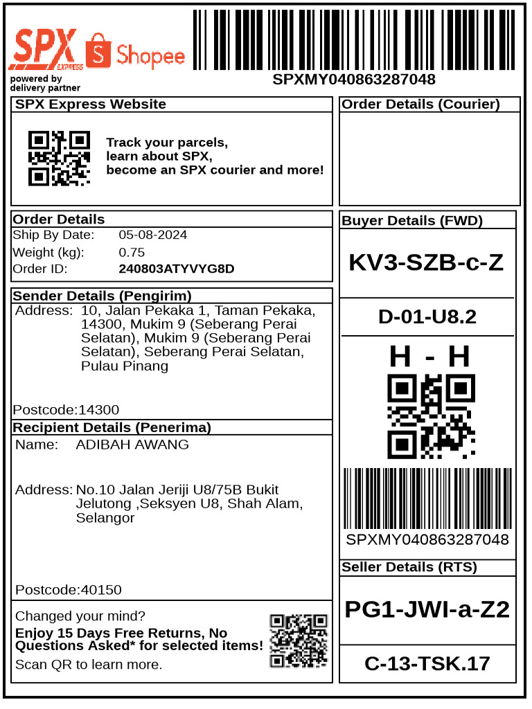 SPX Courier Order Details and Tracking | PDF