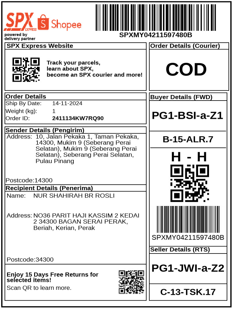 PG1-BSI-a-Z1: SPX Express Website Order Details (Courier) | PDF