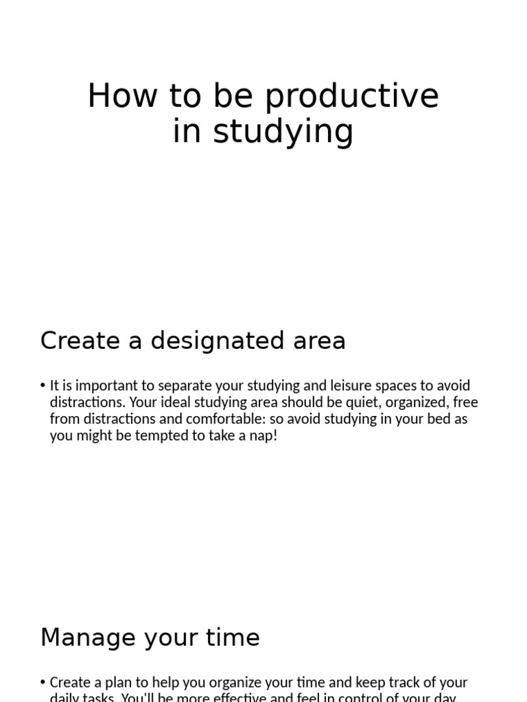 How to Be Productive in Studying | PDF
