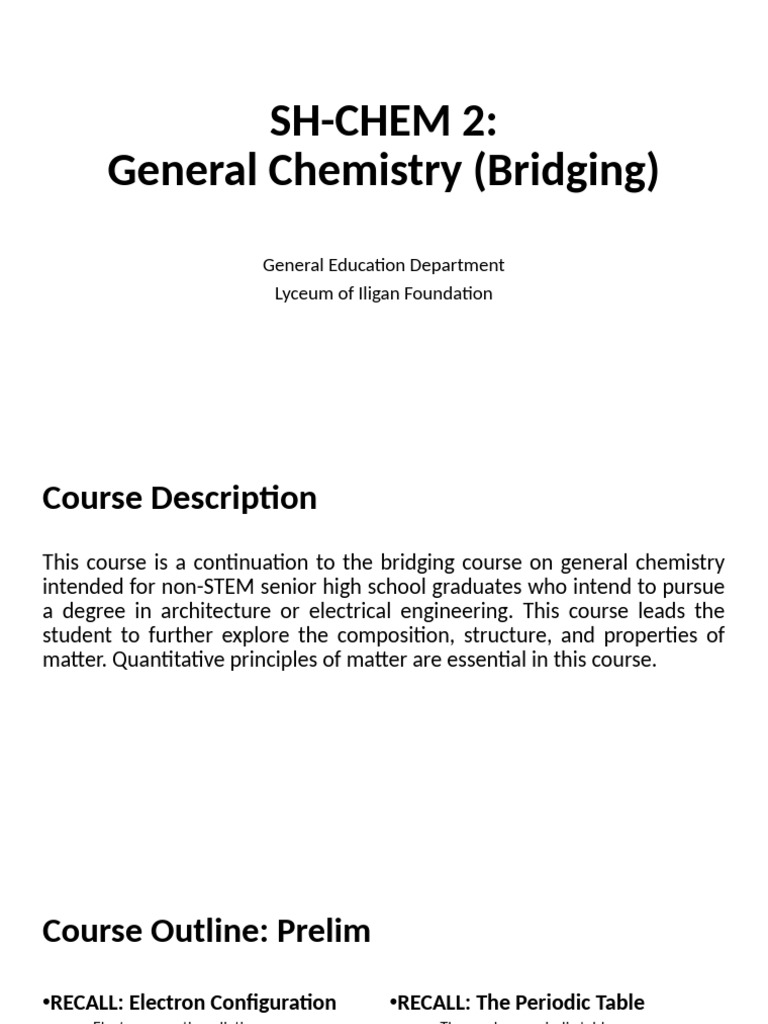 SH-CHEM2 CEA Orientation | PDF | Chemical Bond | Covalent Bond