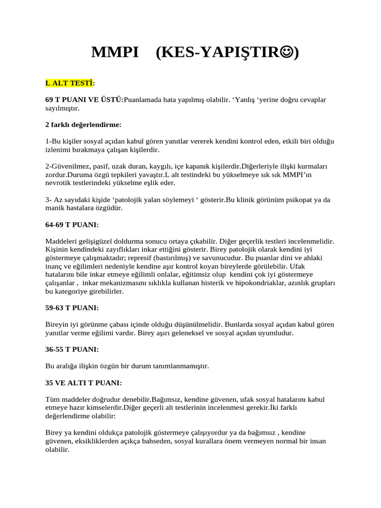 Mmpi Kodlar | PDF