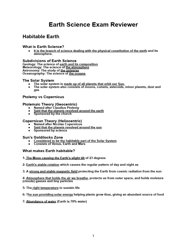 Earth Science Exam Reviewer | PDF | Earth | Atmosphere