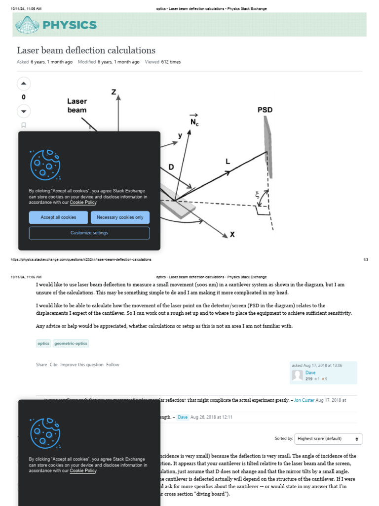 optics - Laser beam deflection calculations - Physics Stack Exchange ...
