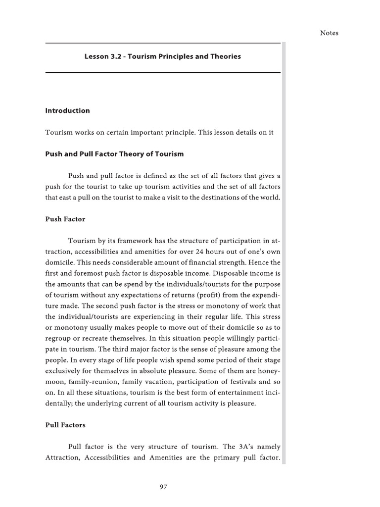 Push and Pull Factor of Tourism | PDF