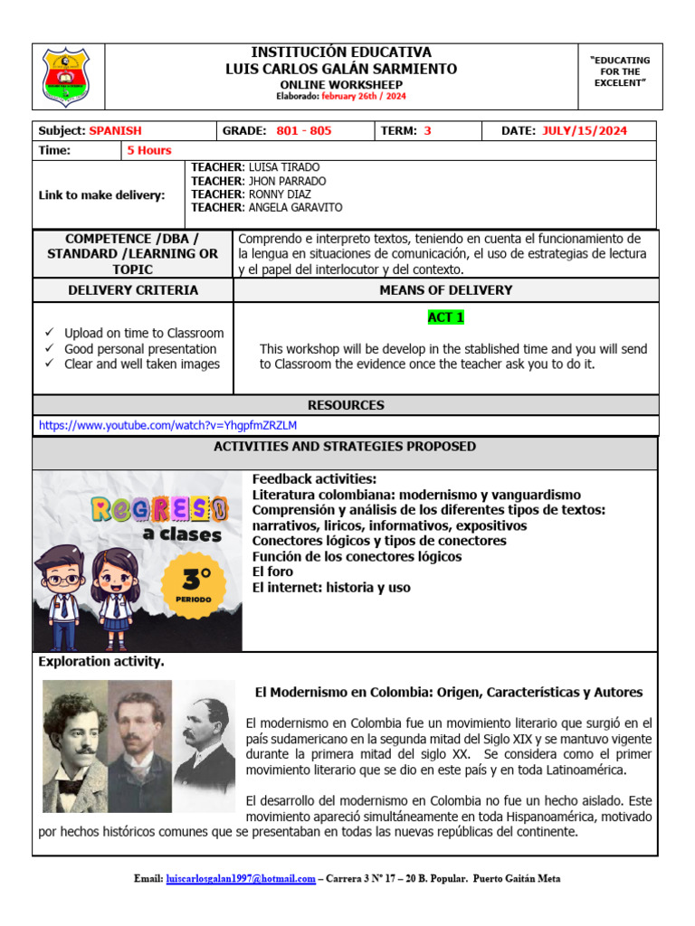 2024 801 Esp Act 1 Modernismo | PDF