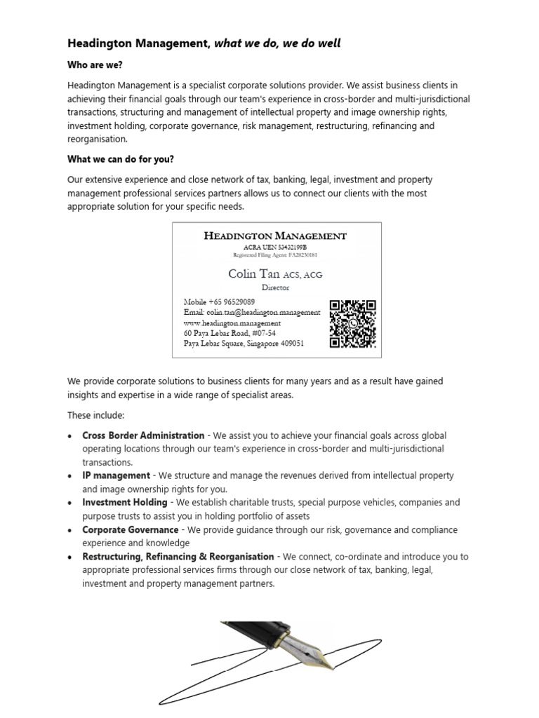 Headington Management - Introduction | PDF