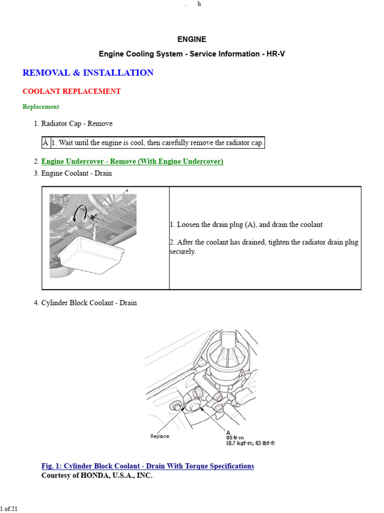Engine Cooling - Honda - HRV - 2016 | PDF | Thermostat | Electrical ...