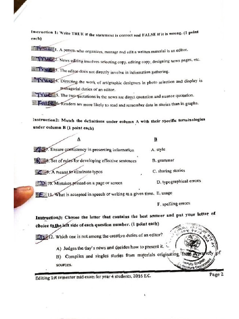 Editing Mid Exam | PDF