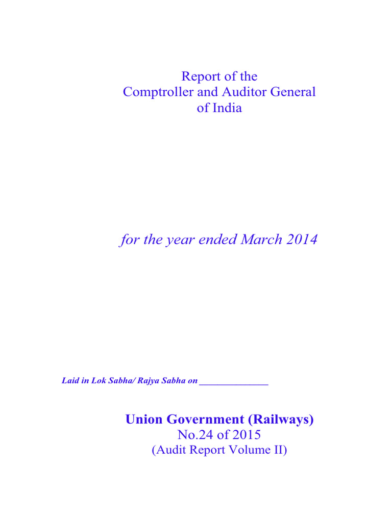Union Compliance Railways Report 24Vol2 2015 | PDF | Rail Transport | Audit