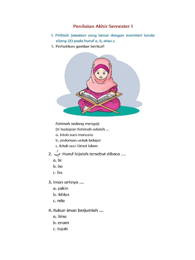 Soal Latihan SAS PAI Kls 1 | PDF