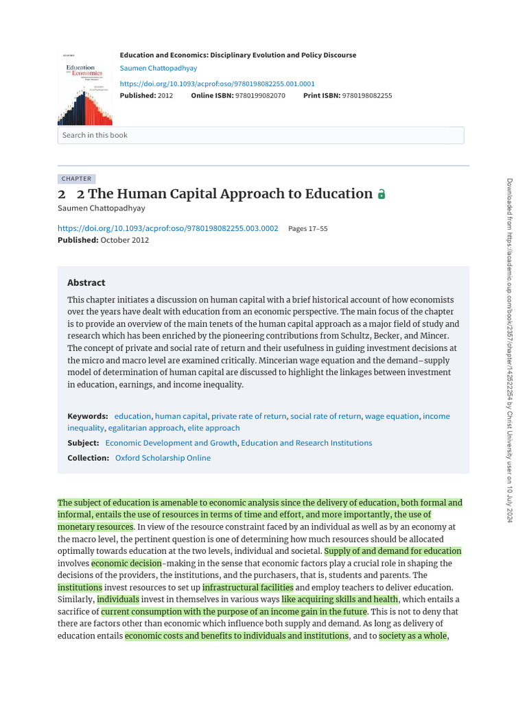 human capital approach | PDF | Human Capital | Economics
