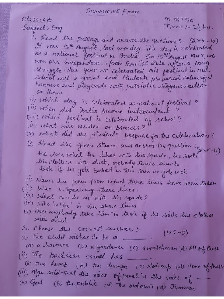 Class-VI (English) | PDF