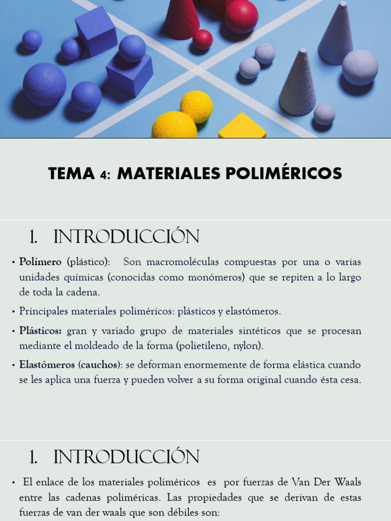 Tema 4 Materiales Polimericos | PDF | Polímeros | El plastico
