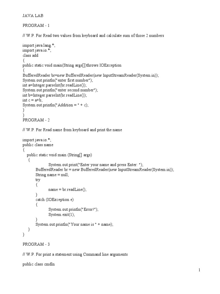 Java Lab | PDF | Areas Of Computer Science | Software Engineering
