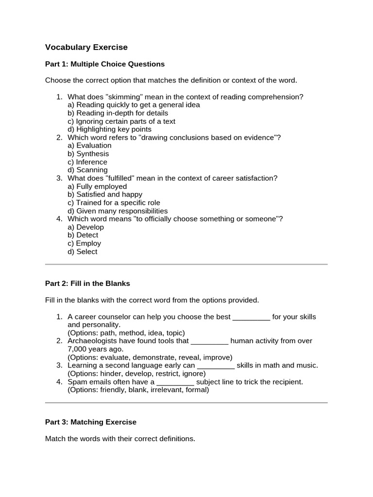Enterance Exam Vocab | PDF